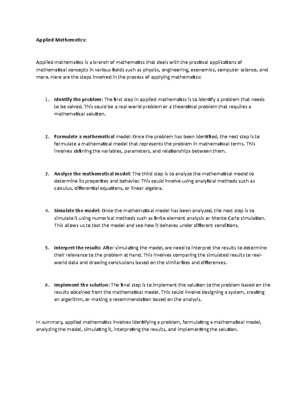 Applied Mathematics - Applied Mathematics: Applied mathematics is a ...