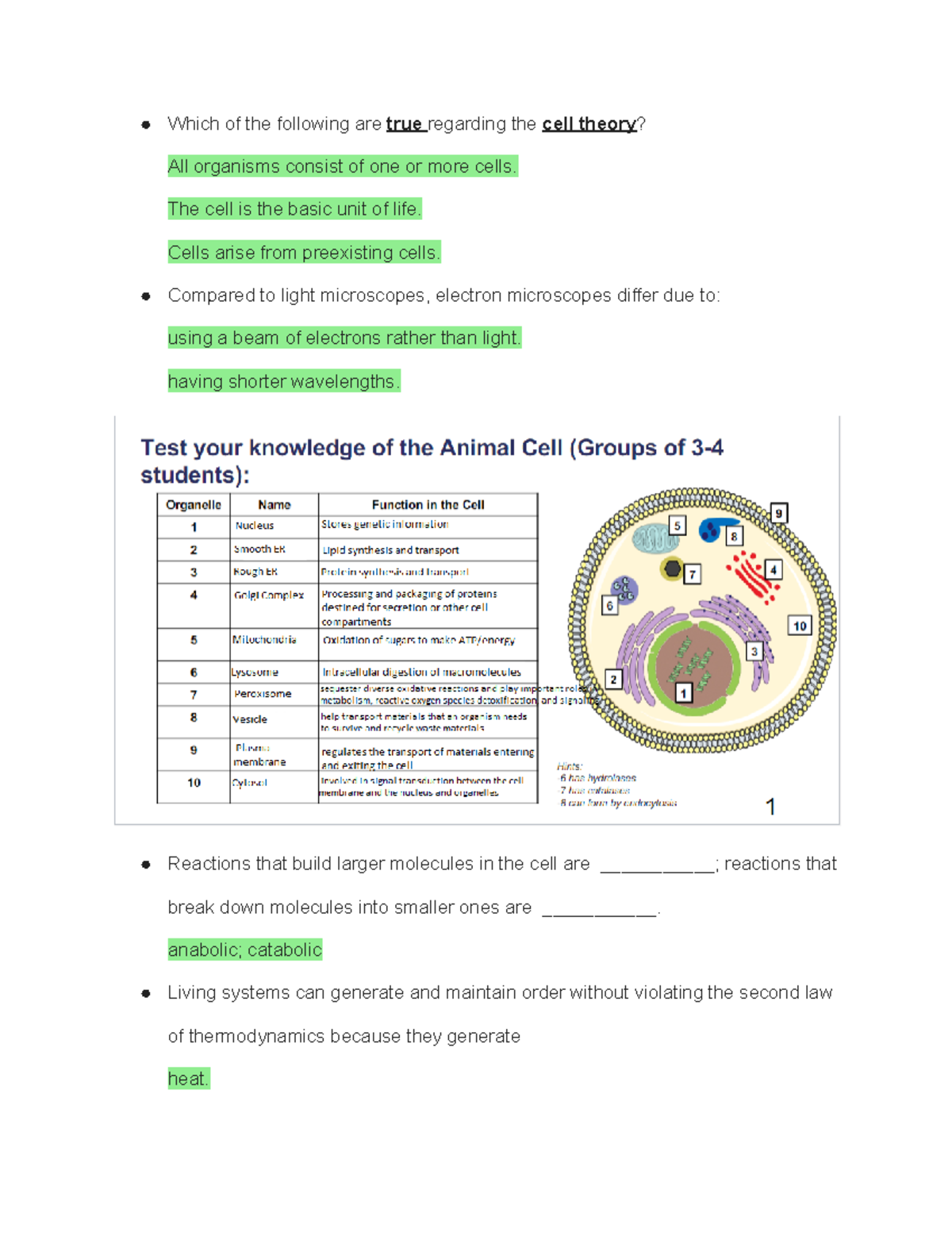 Bio 366 Exam 1 Study Questions - Which of the following are true ...