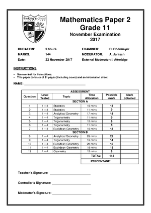 Past exams and solutions - MAM1020F - UCT - Studocu