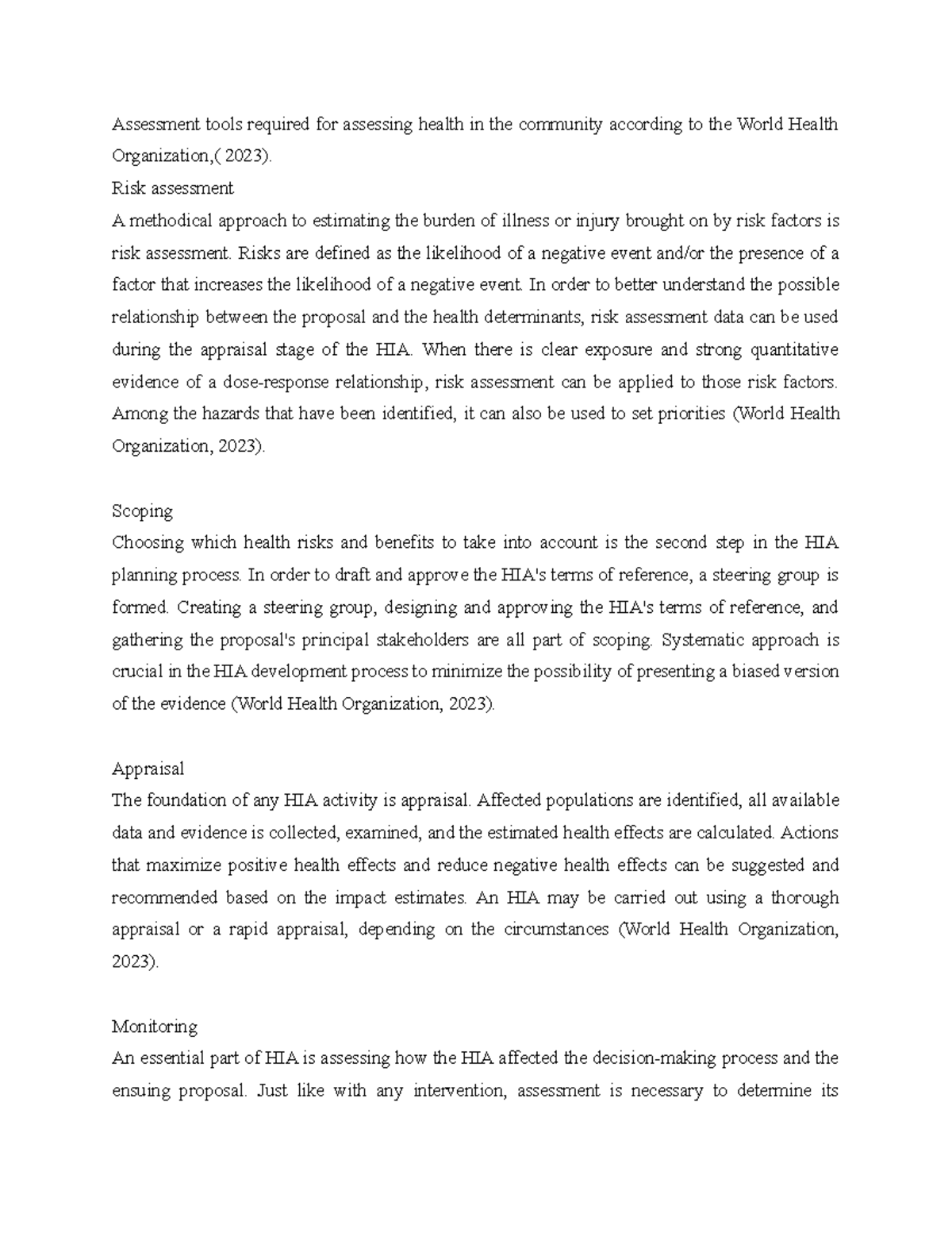 Community Health UNIT 7 Journal - Assessment tools required for ...