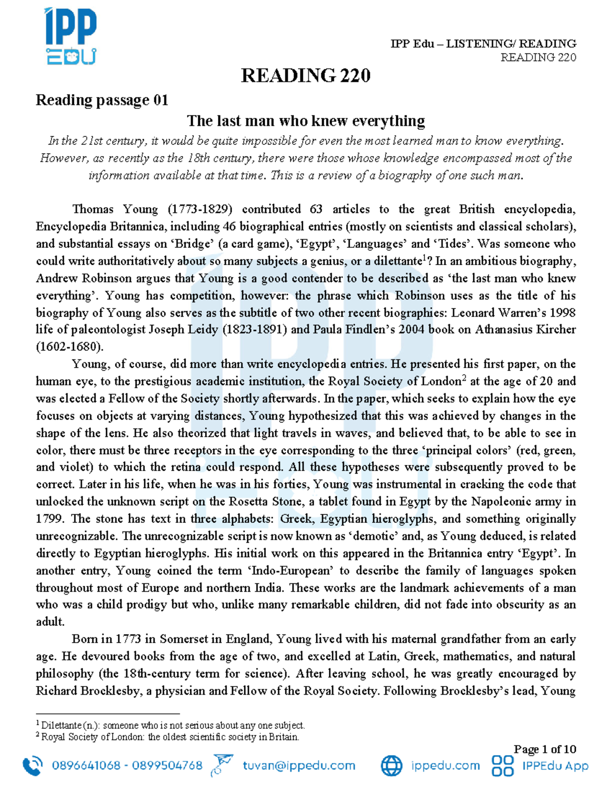 Reading 220 - Fighting - READING 220 READING 220 Reading passage 01 The ...