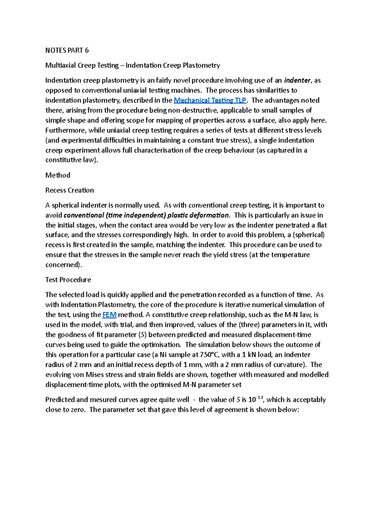 Notes PART 8 - 2020 - NOTES PART 6 Multiaxial Creep Testing ...