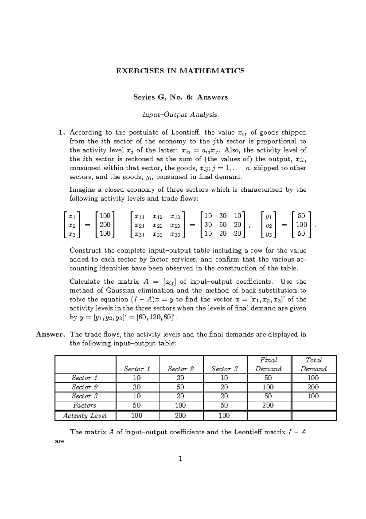 G6ans - Notes - EXERCISES IN MATHEMATICS Series G, No. 6: Answers Input ...