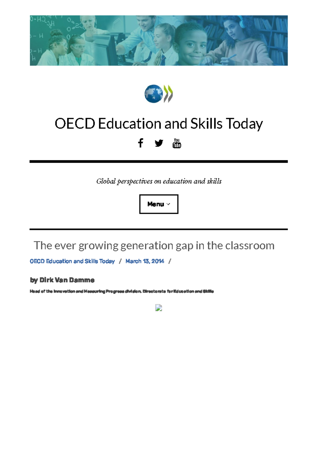 The ever growing generation gap in the classroom - OECD Education and Skills Today - In contrast ...