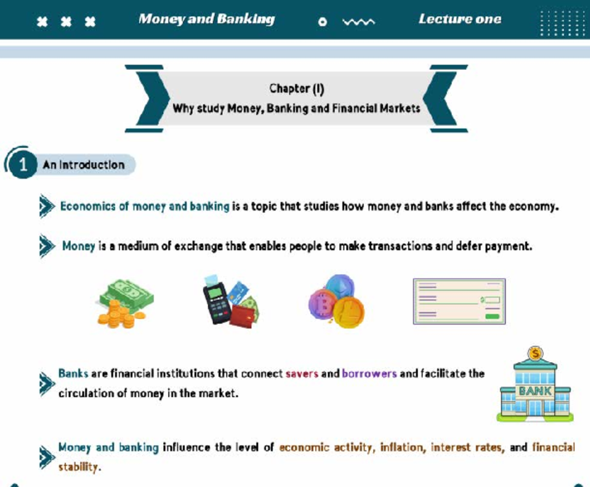 Money 1 - Money and Banking Lecture one Chapter (I) Why study Money ...