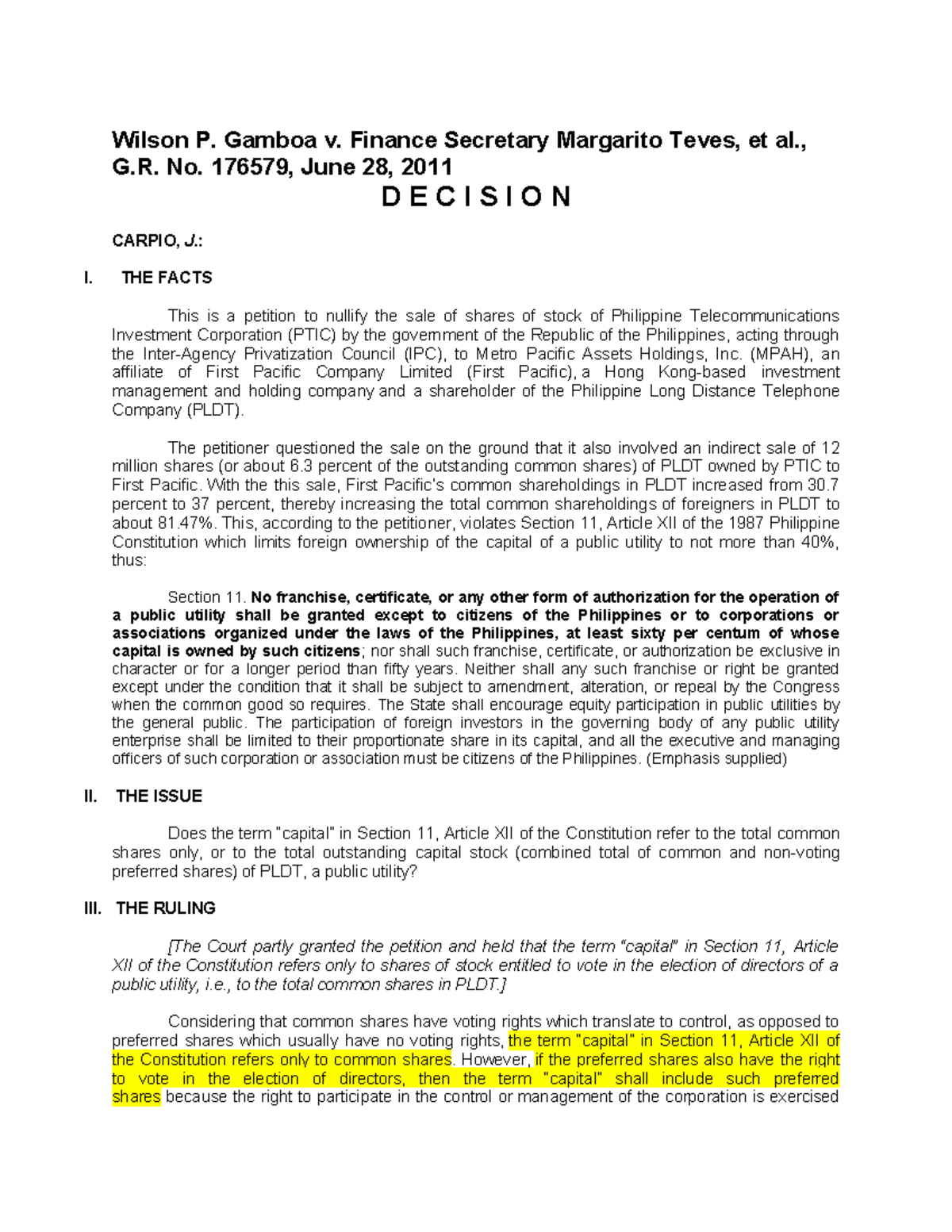 Scribd - used for lecture jn law subjects - Wilson P. Gamboa v. Finance ...