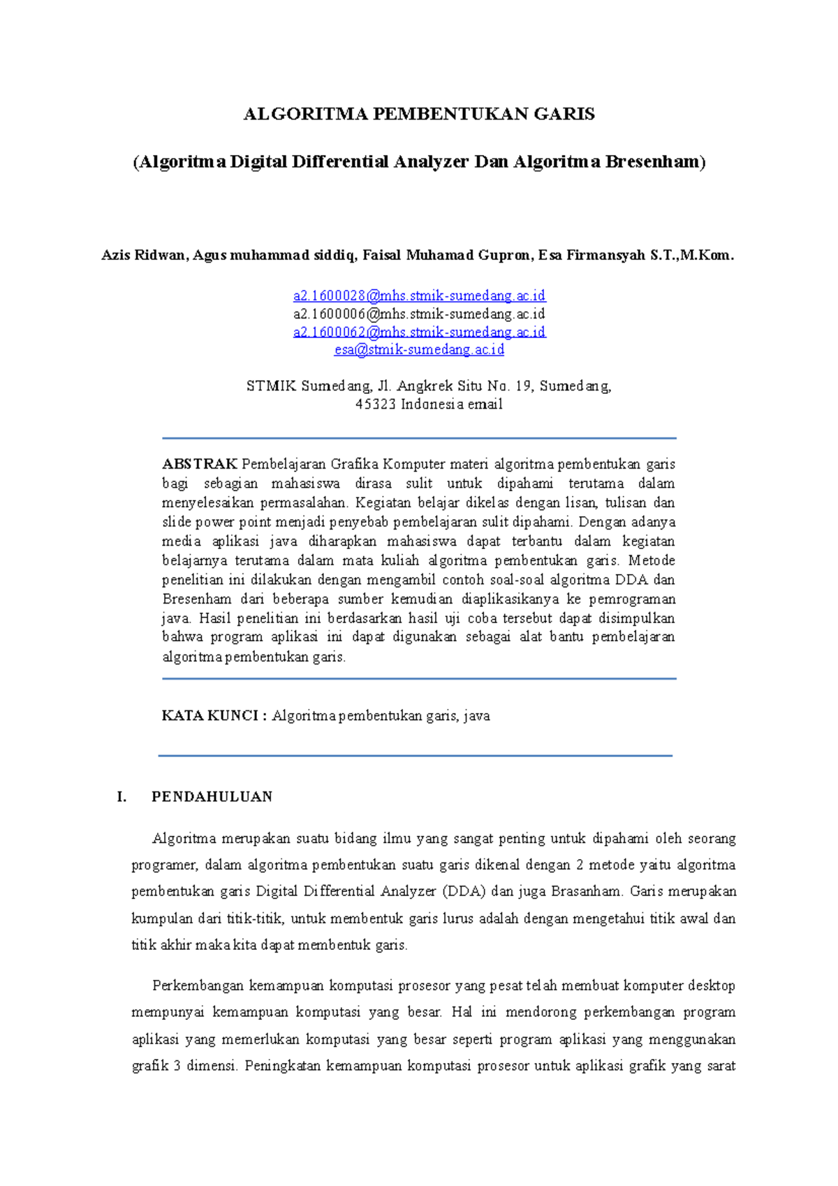 Algoritma Pembentukan Garis Algoritma Di - ALGORITMA PEMBENTUKAN GARIS ...