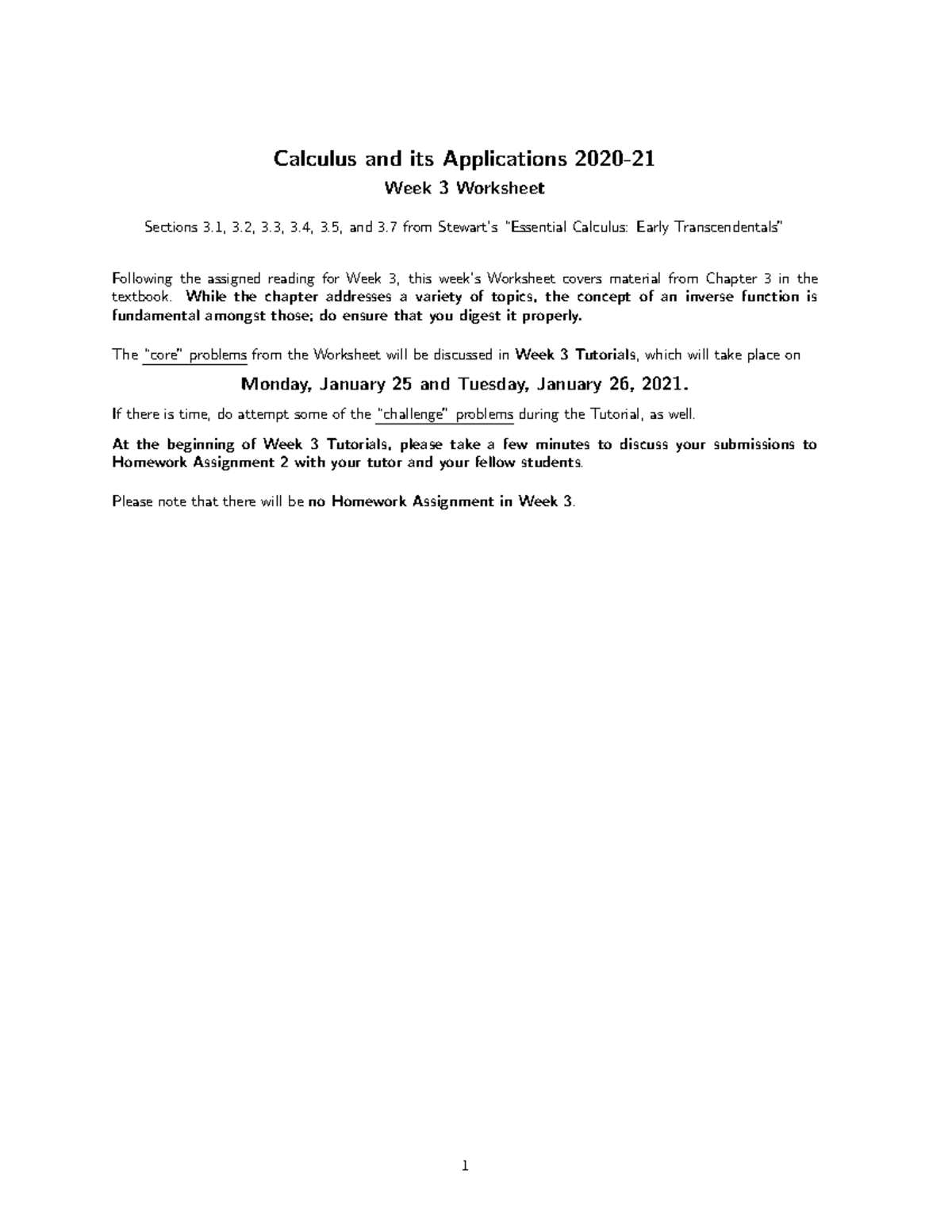 Worksheet 3 with Solutions CAP - Calculus and its Applications 2020 ...