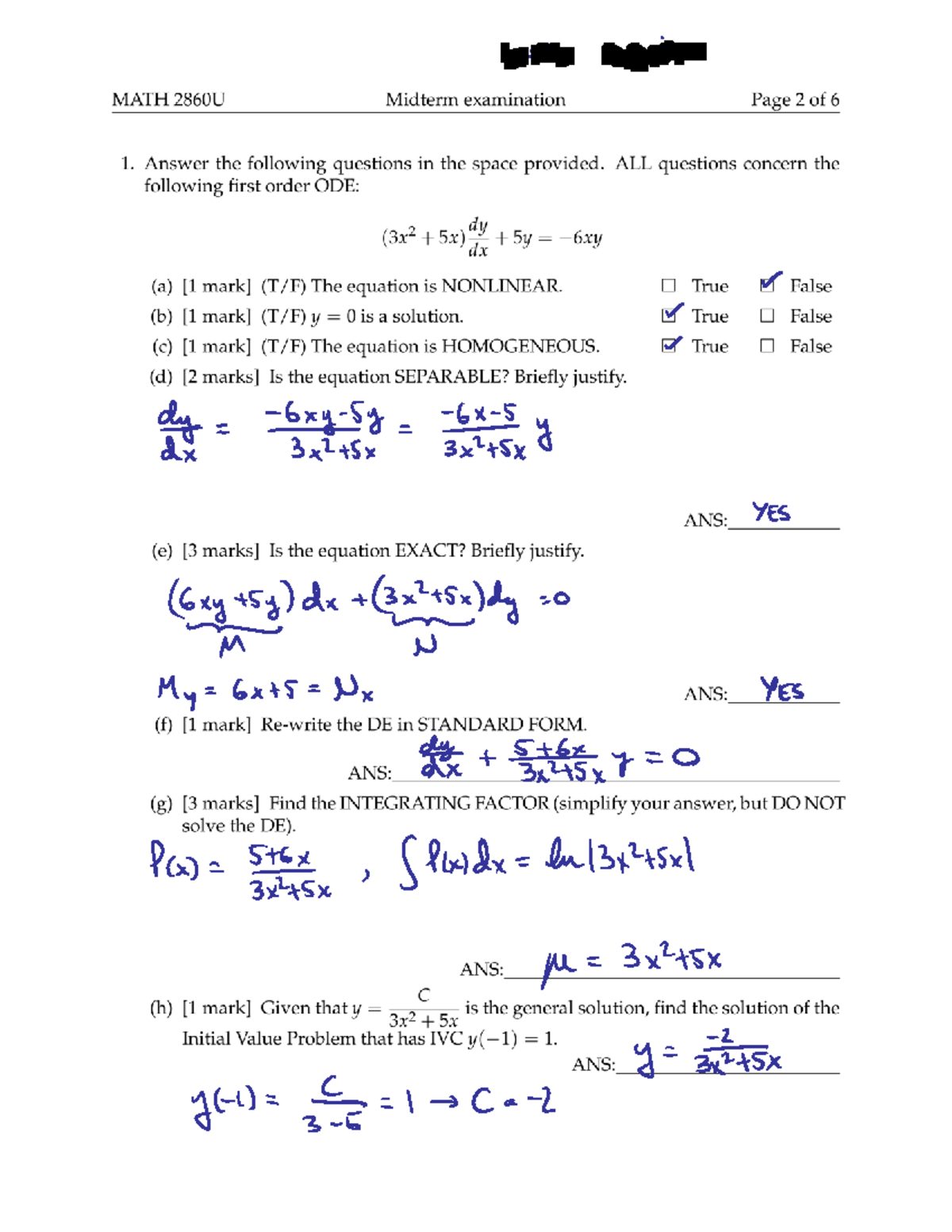 2860 Midterm sample-Not Inclusive - MATH2060U - Studocu