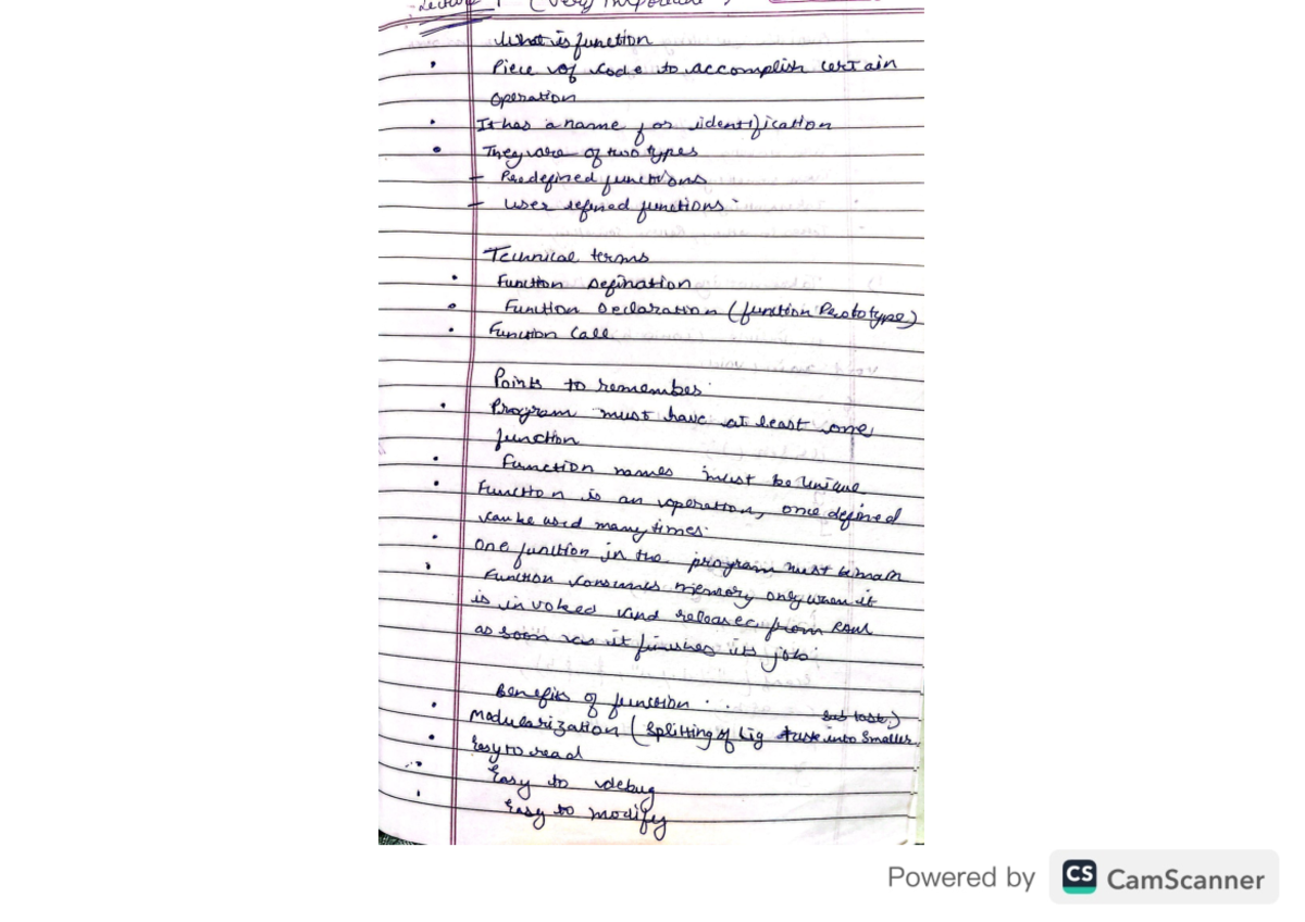 Very important techinacal terms about functions - CPSC 1150 - Studocu