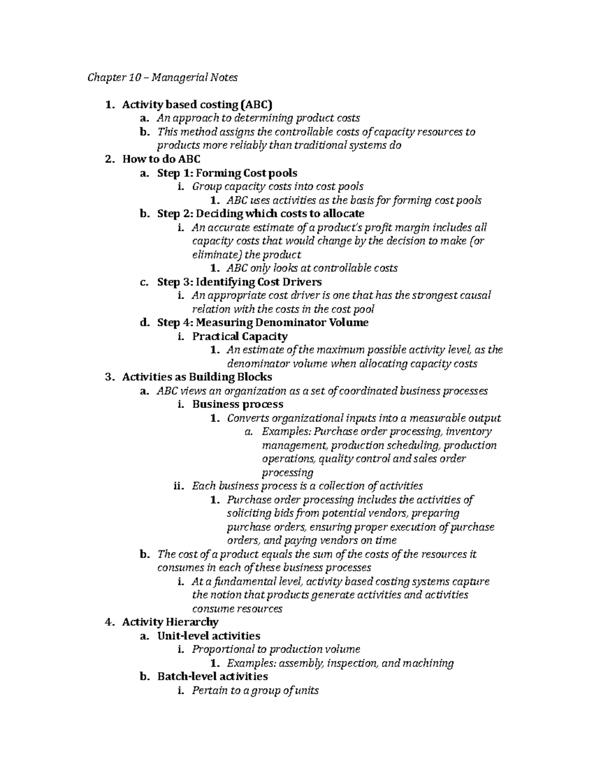 Chapter 10 – Managerial Notes - Chapter 10 – Managerial Notes Activity ...