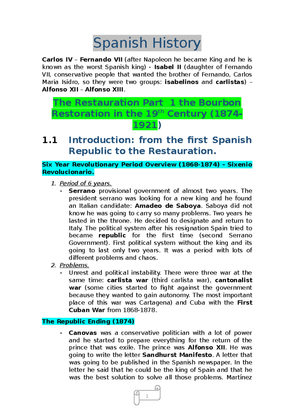 Spanish History apuntes - Spanish History Carlos IV – Fernando VII ...