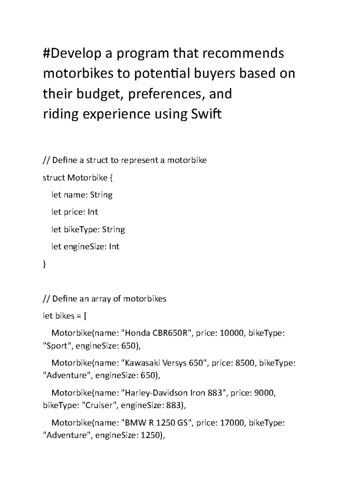 Potential buyers based on their budget - swift - #Develop a program ...