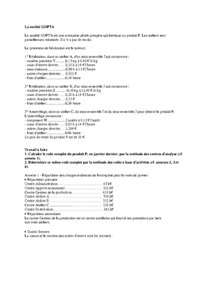 Exercices - aide - contrôle de gestion - Studocu