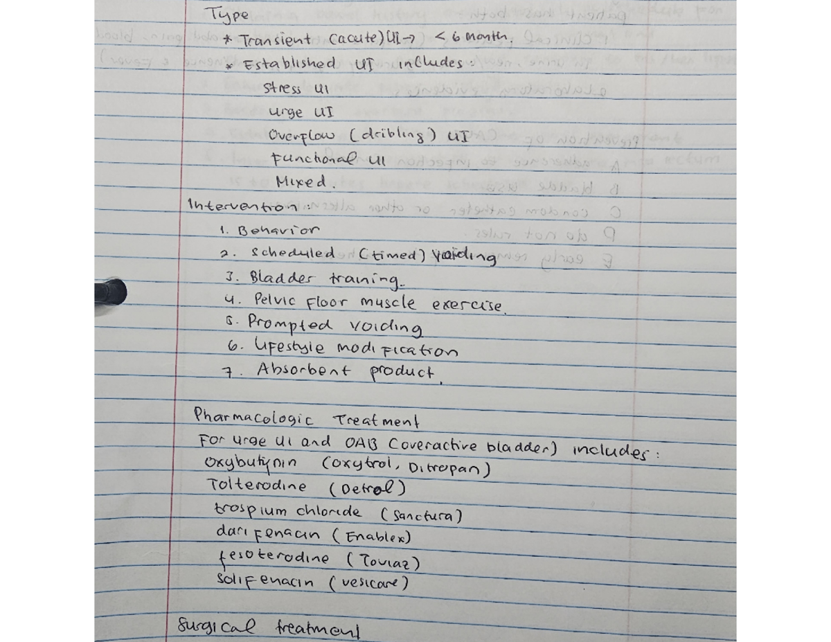 Urine Incontinence - lecture and study notes base - Type Transient ...