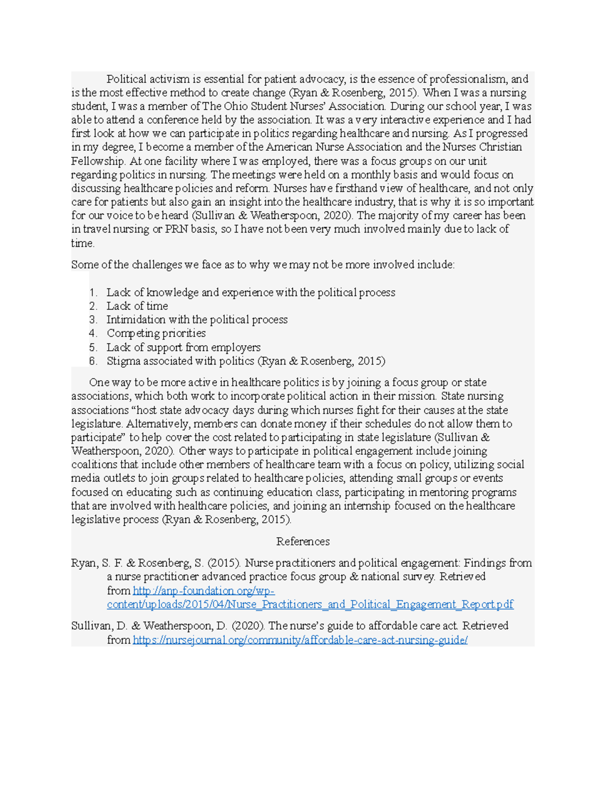 Discussion lesson 1 - Political activism is essential for patient ...
