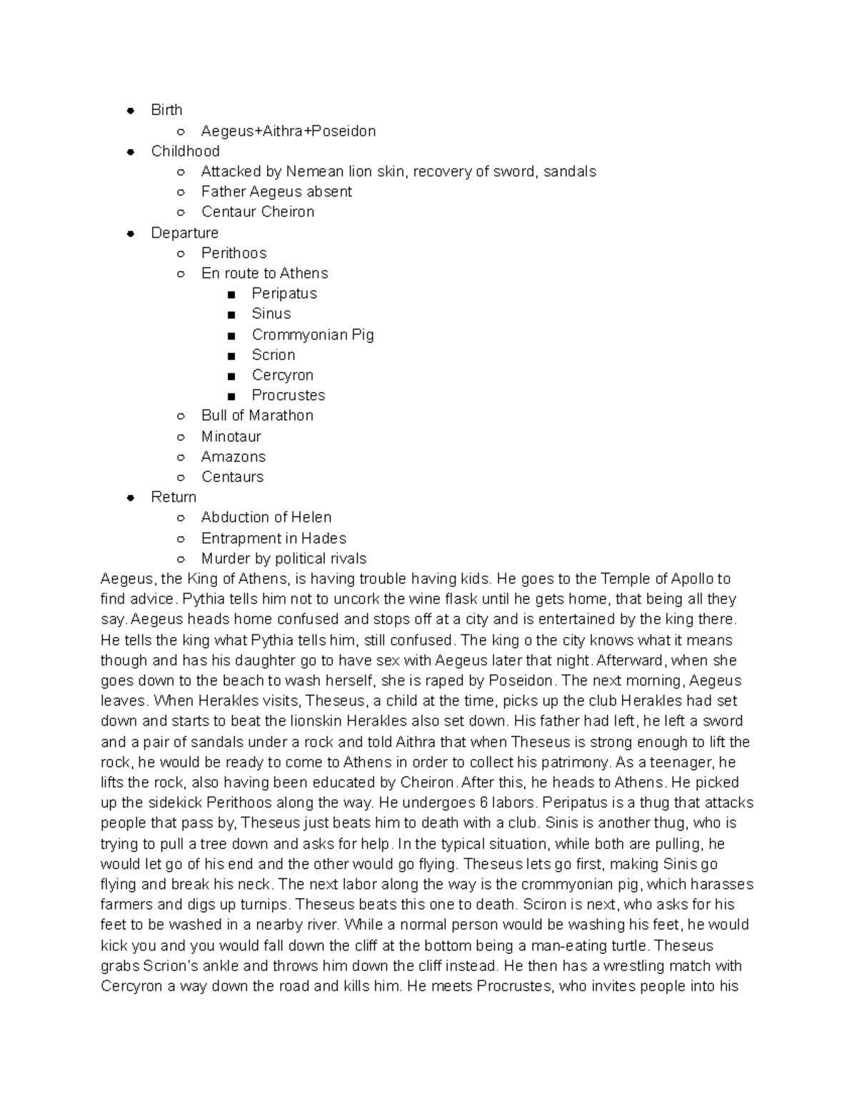 Theseus - Birth Aegeus+Aithra+Poseidon Childhood Attacked by Nemean ...