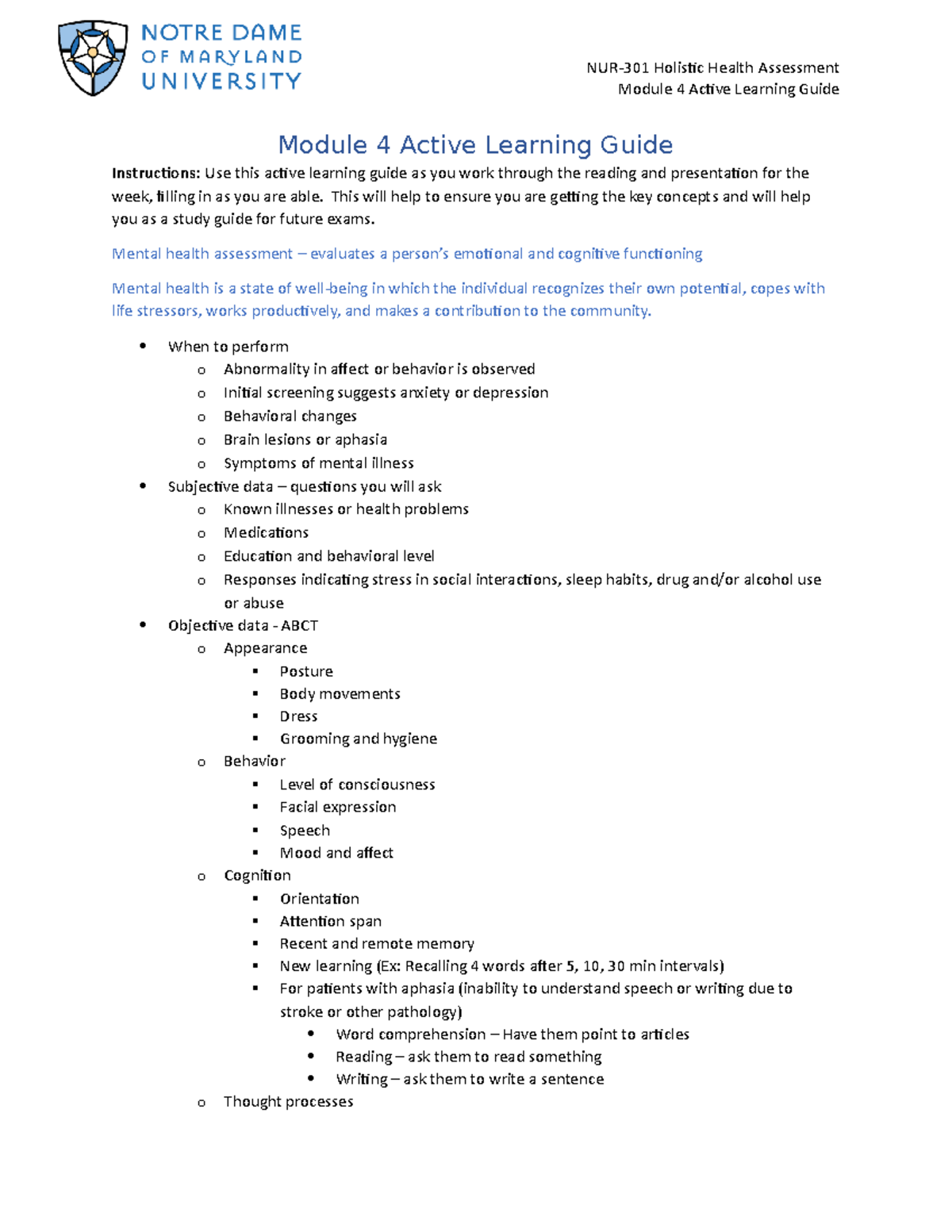 Module 4 Active Learning Guide Module 4 Active Learning Guide Module 4 Active Learning Guide