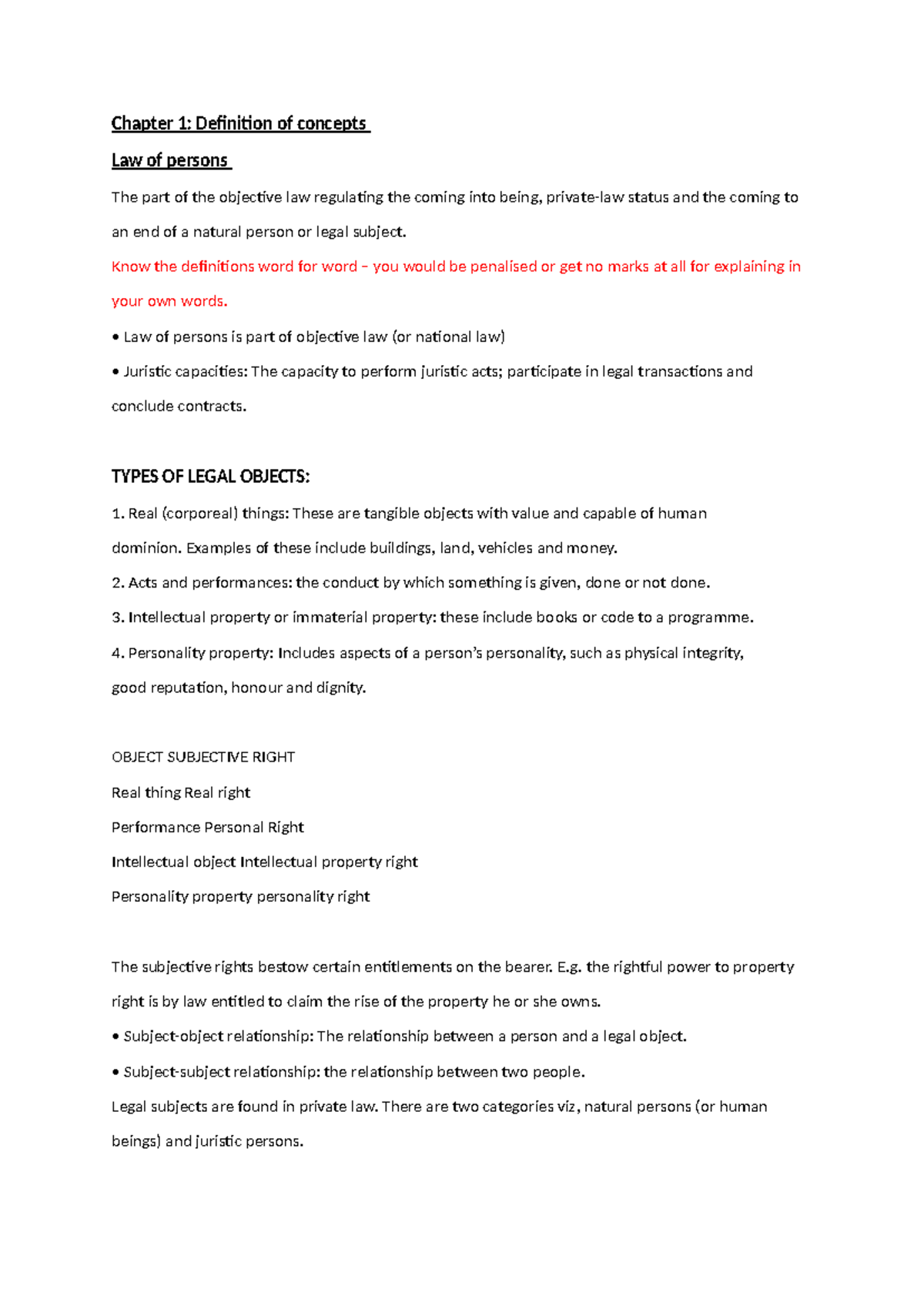 PSR 110 Chapter 1 notes - Summary Law of persons - Chapter 1 ...