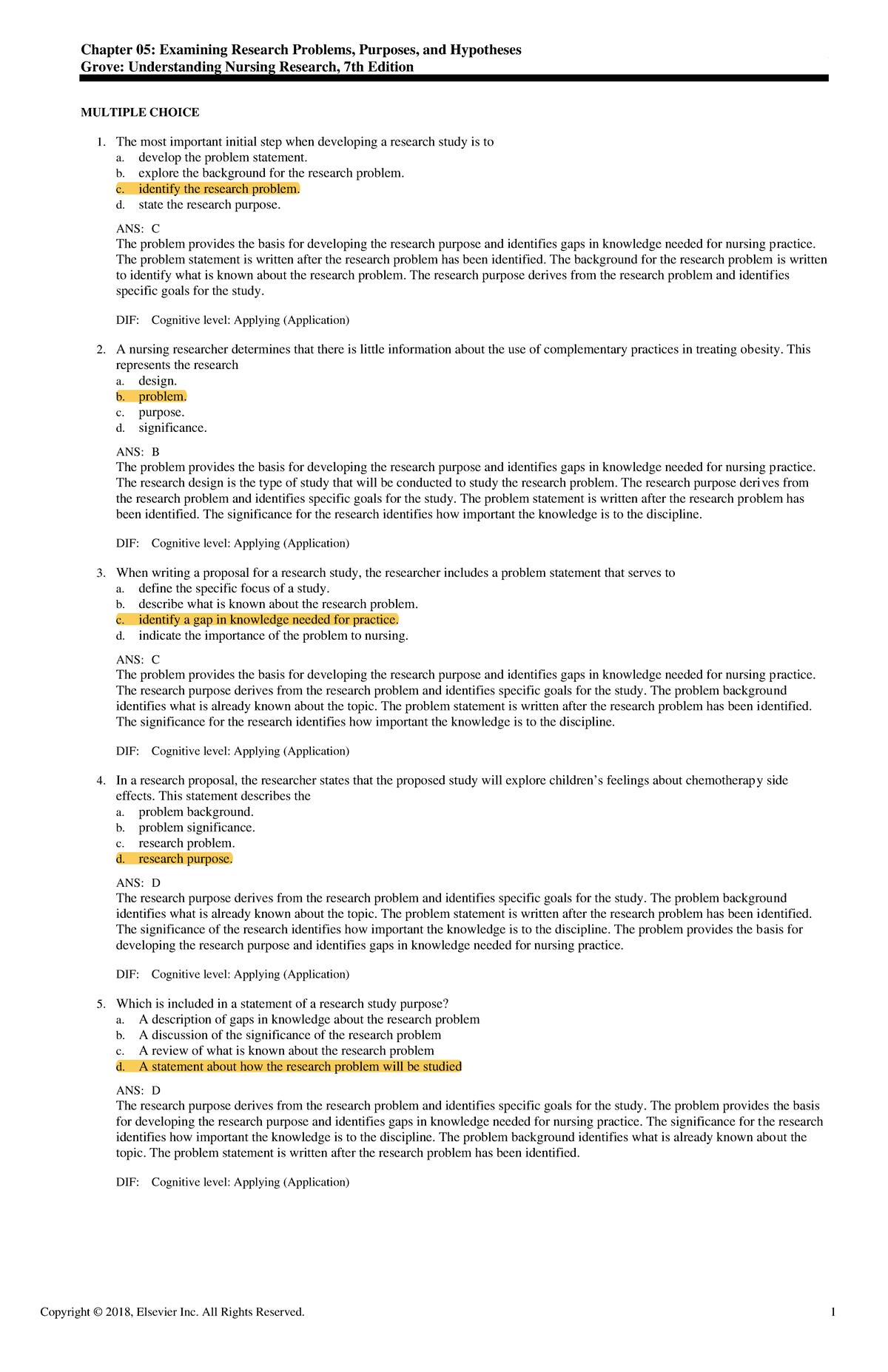 Exam View - Chapter 05 - Understanding Nursing research 7th edition by ...