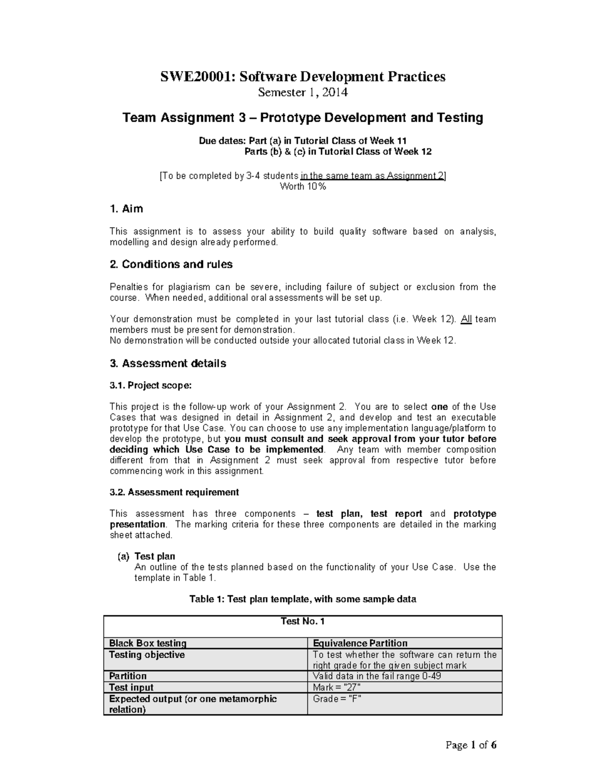 SWE2000 1 Assignment 03 2014 S1 - Software Development Practices ...