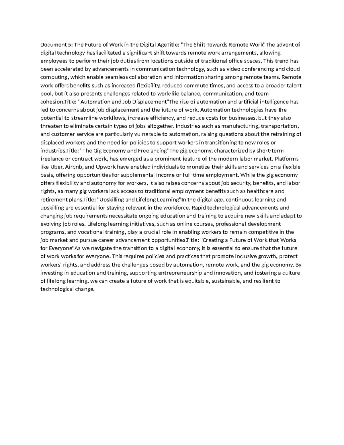 Third doc - Just some doc notes - Document 5: The Future of Work in the ...