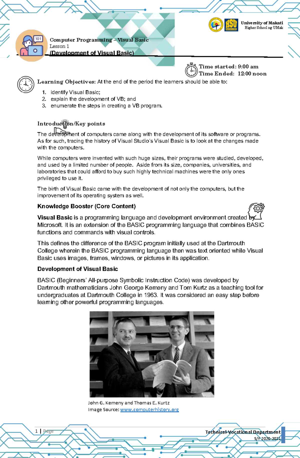 Module 3 HSU Grade 12 Visual Basic Programming - 1 | Page Higher School ...