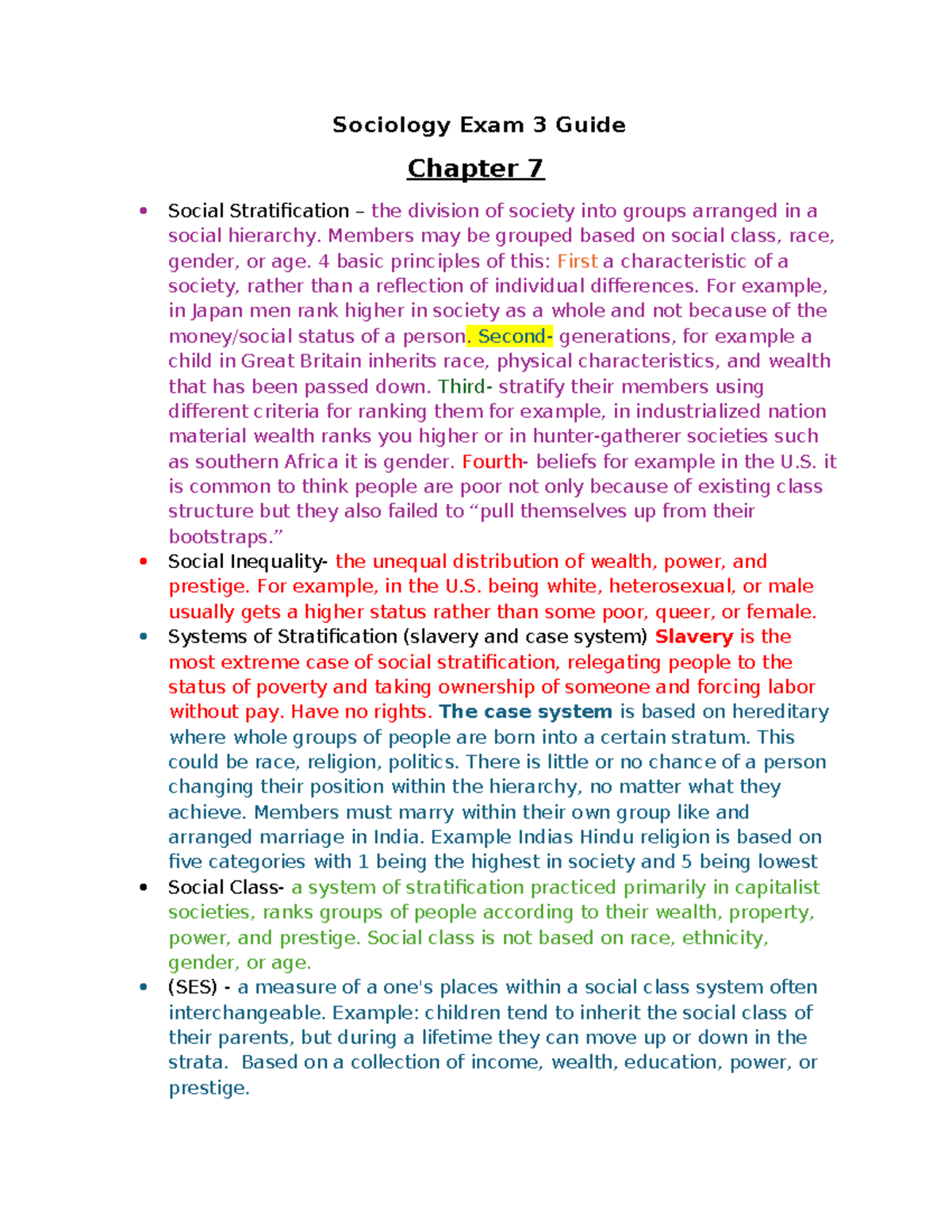 Sociology Exam 3 Guide - Sociology Exam 3 Guide Chapter 7 Social ...