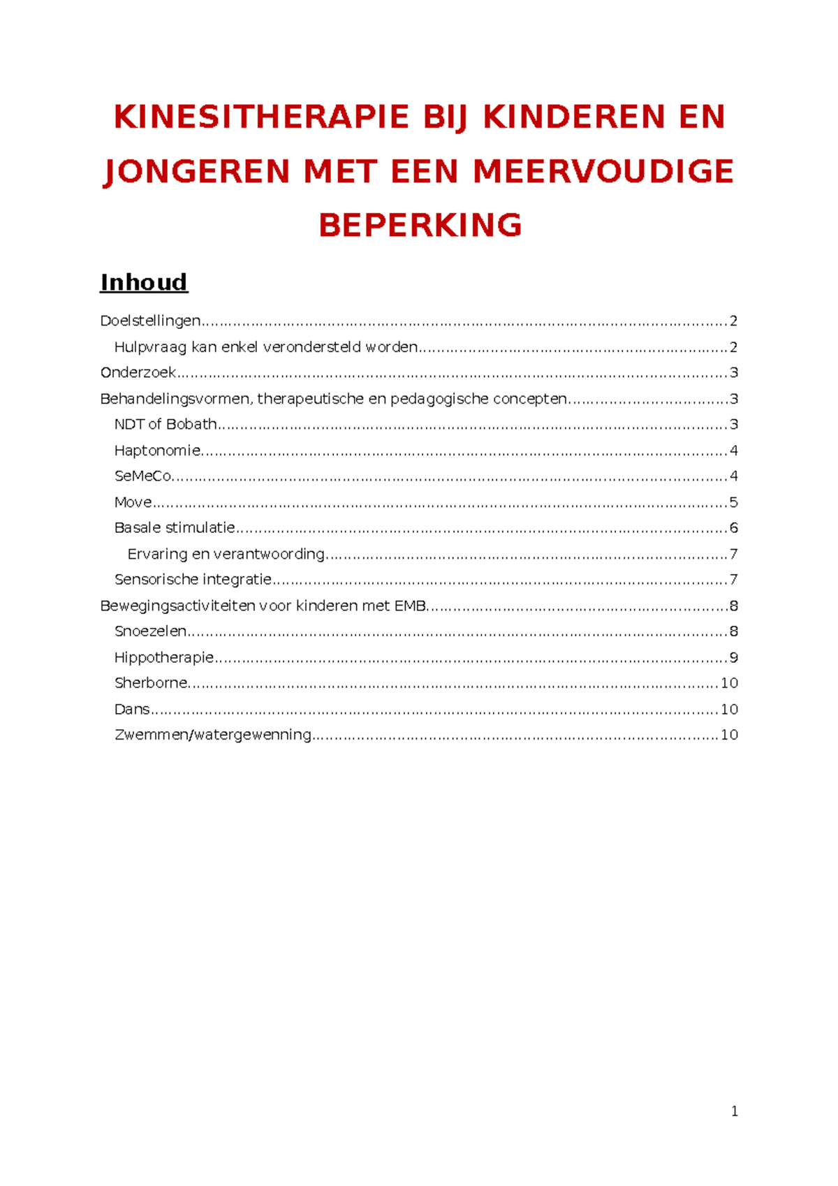 Kinesitherapie bij kinderen en jongeren met een meervoudige beperking - KINESITHERAPIE BIJ ...