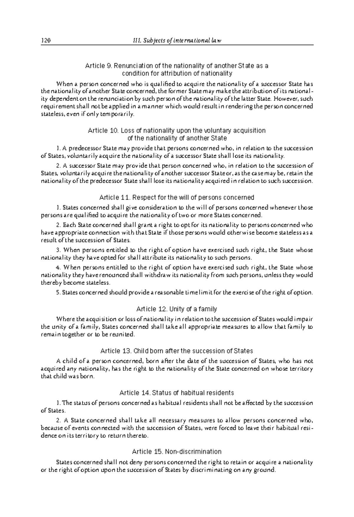Book 1-46 - 120 III. Subjects of international law article 9 ...