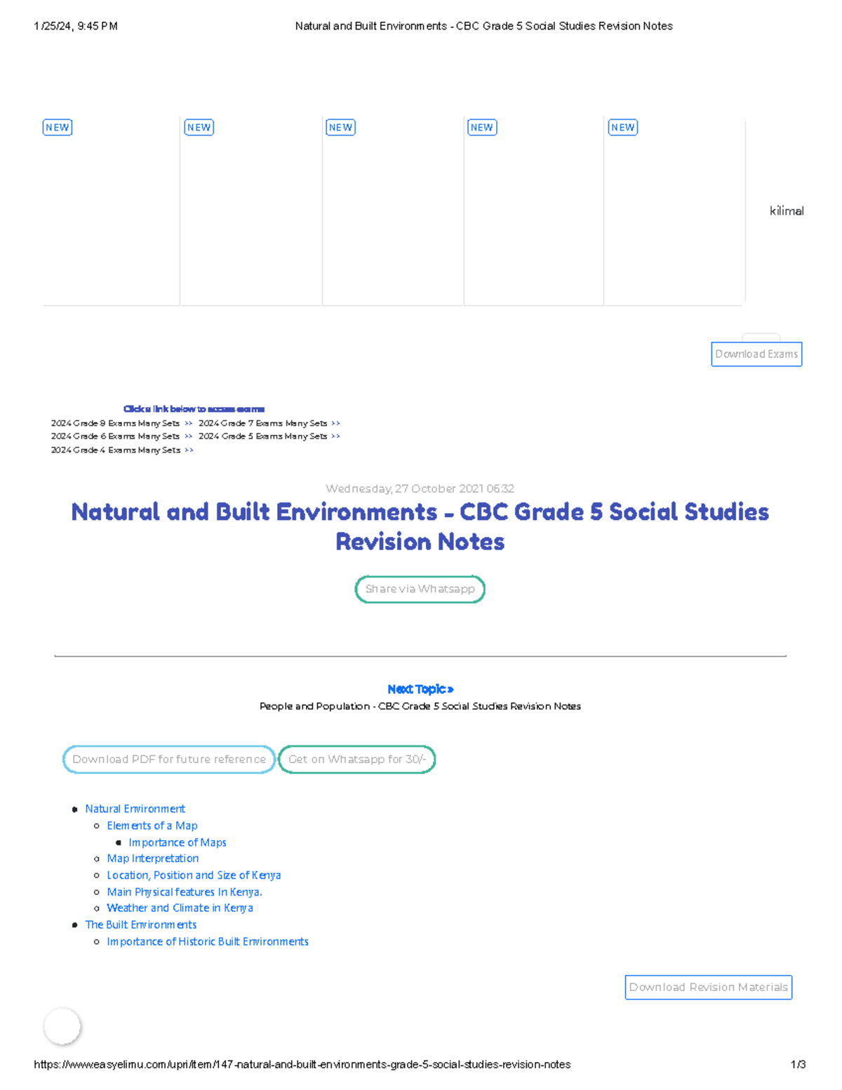 Natural and Built Environments - CBC Grade 5 Social Studies Revision ...