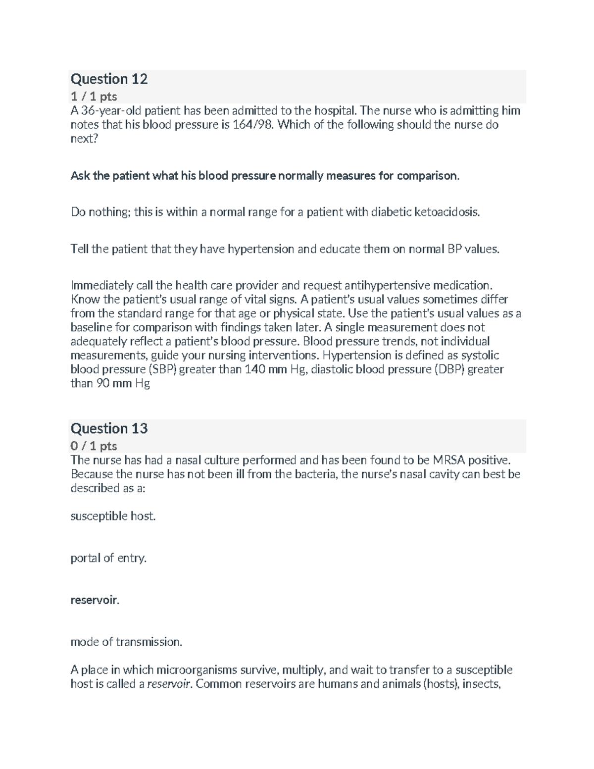 Pq2 - Practice questions - Question 12 1 / 1 pts A 36-year-old patient ...