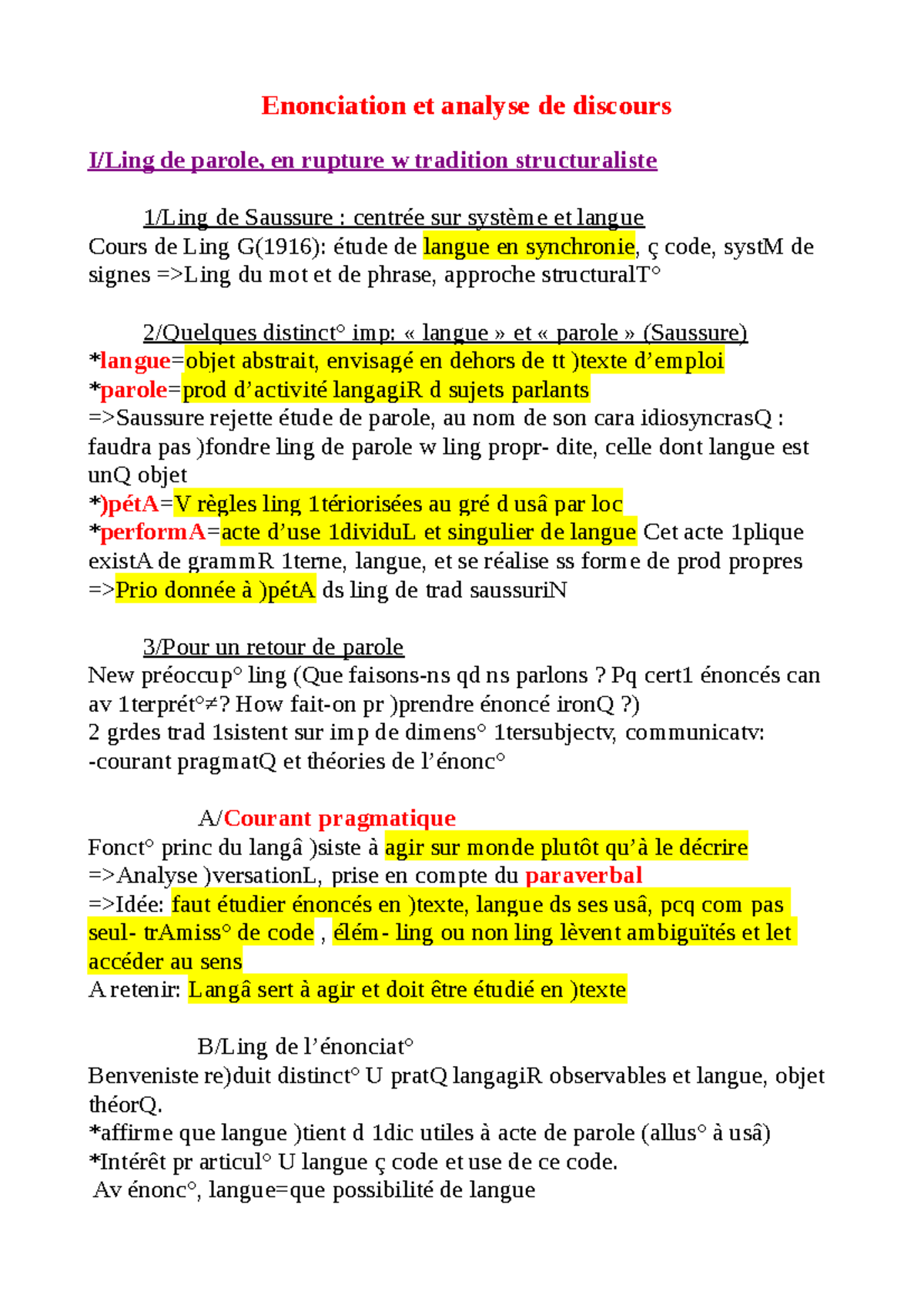 Enonciation et analyse discrs - Enonciation et analyse de discours I ...