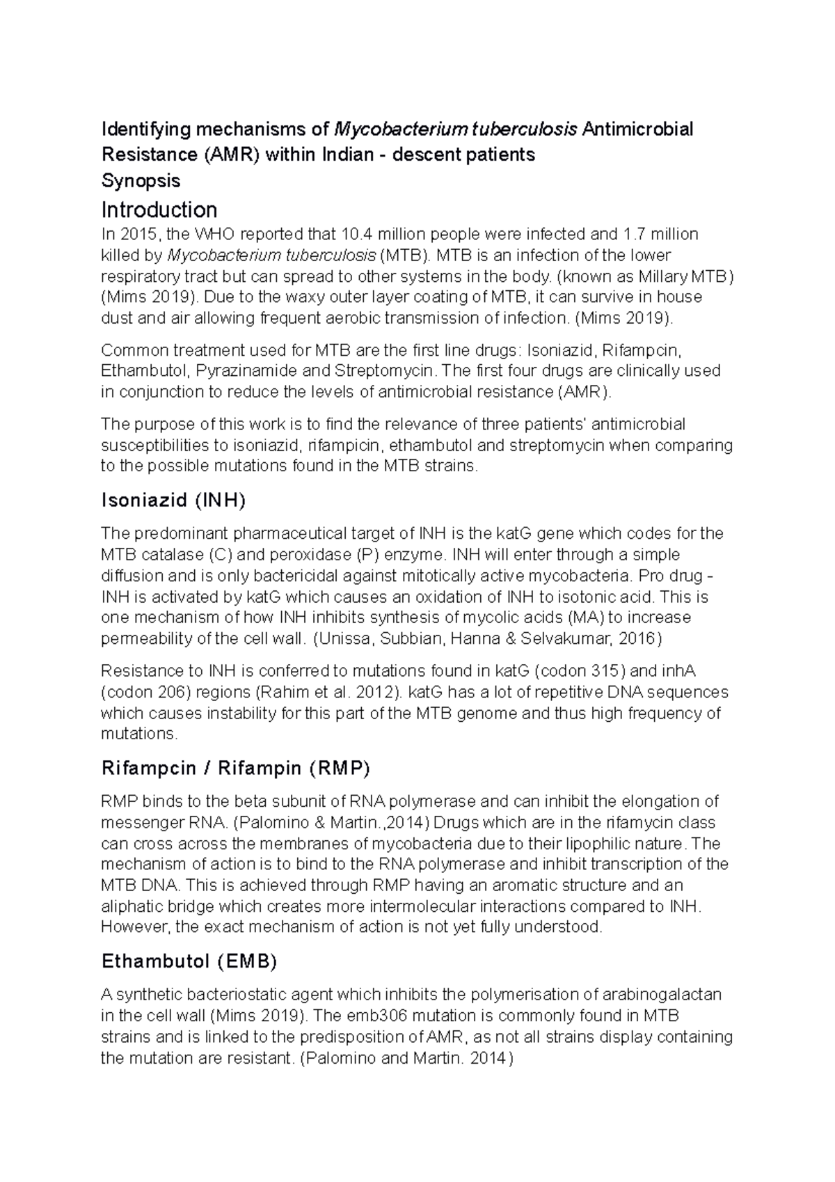 CW template - Identifying mechanisms of Mycobacterium tuberculosis ...