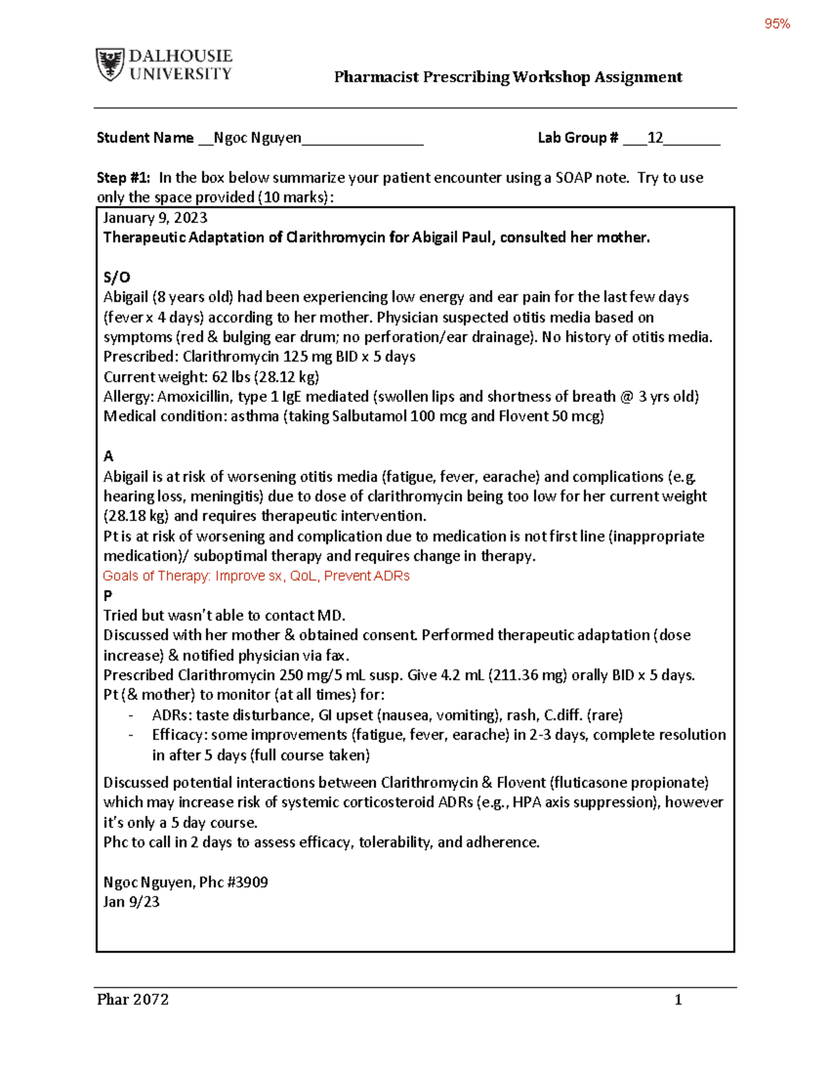 Prescribing Workshop Documentation Assignment - Pharmacist Prescribing ...