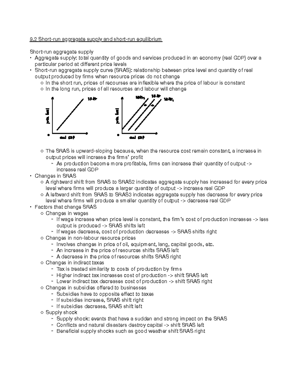 9.2 Short-run aggregate supply and short-run equilibrium - 9 Short-run ...
