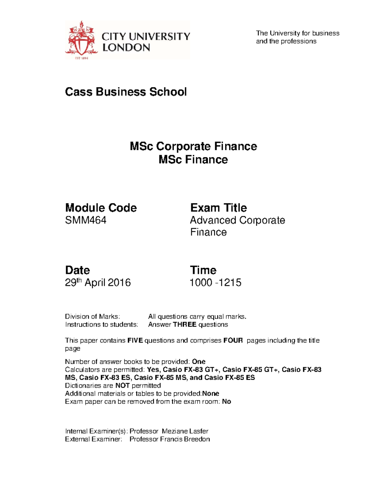 Exam 2016, questions - The University for business and the professions ...