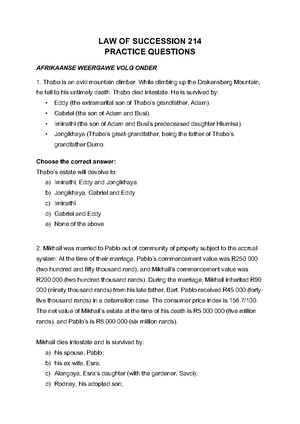 Succession Topic 1 Slides - The Aims and Objectives of the Law of ...