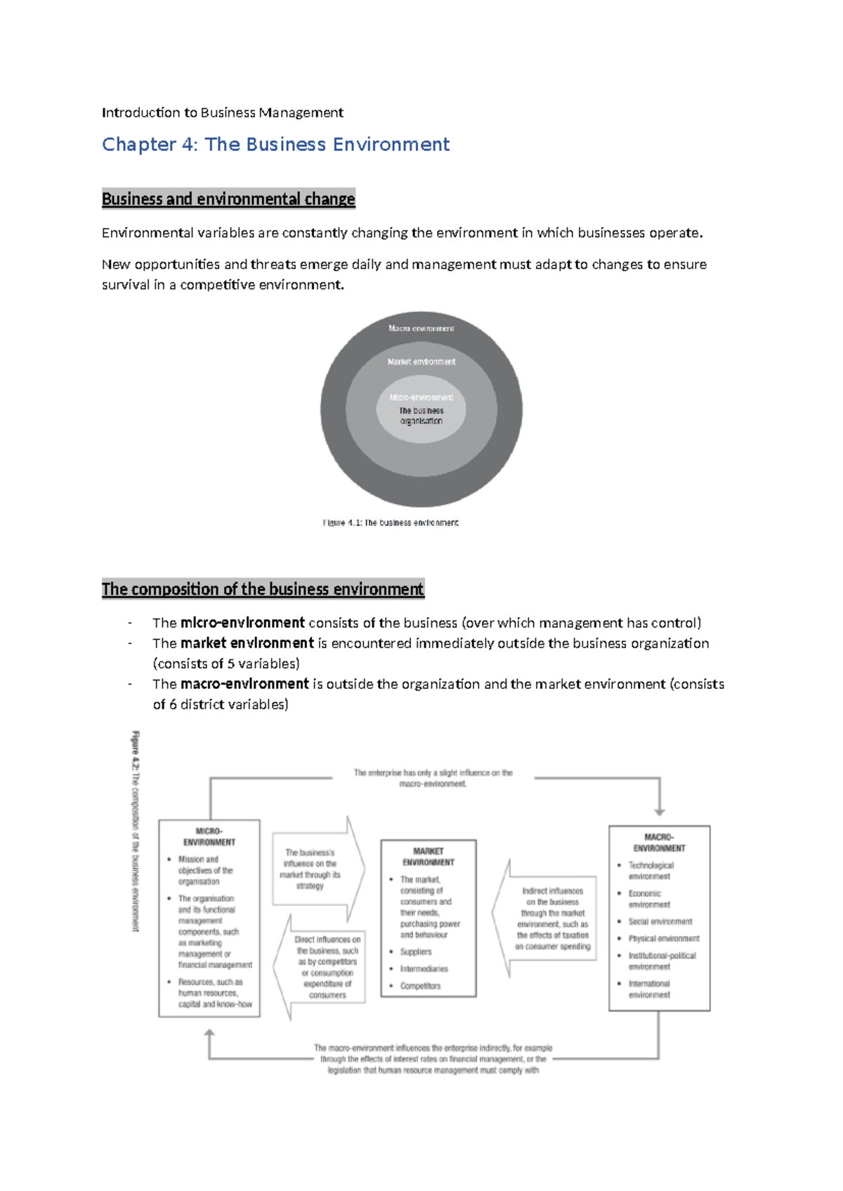 MAN131 CHP.4 Notes - Introduction to Business Management Chapter 4: The ...