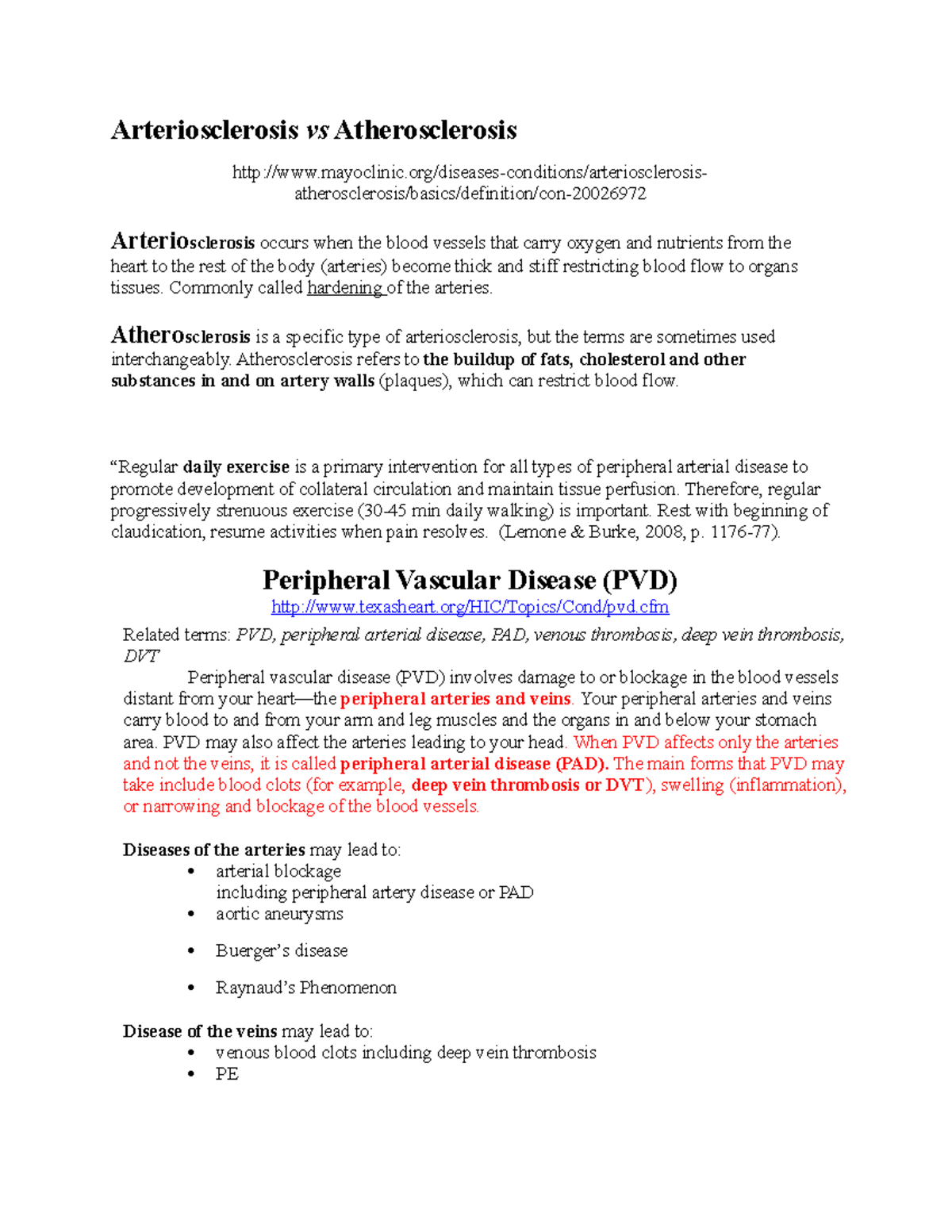 PVD vs PAD - Pad - Arteriosclerosis vs Atherosclerosis - Studocu