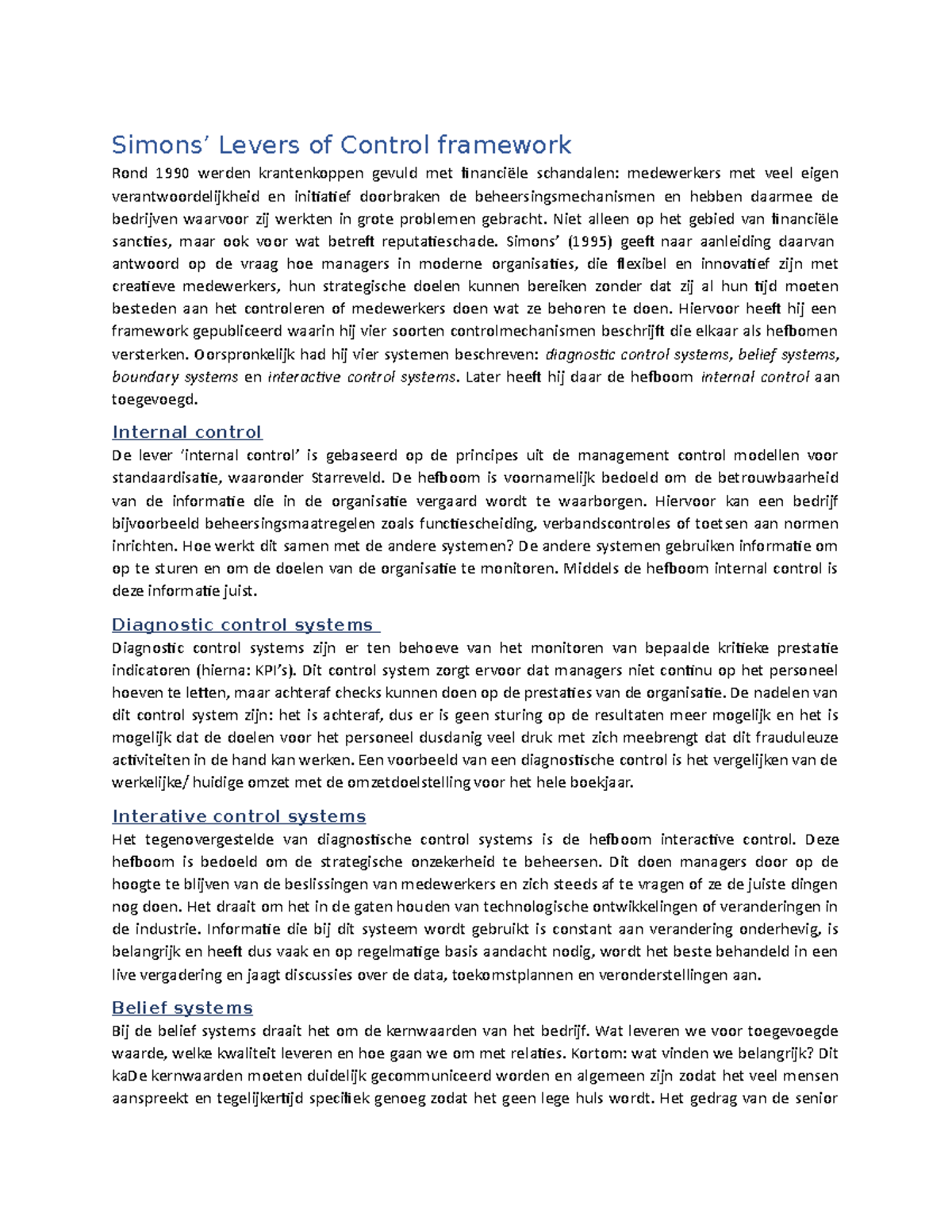 Simons' Levers of Control AIS RCB - Simons’ Levers of Control framework ...