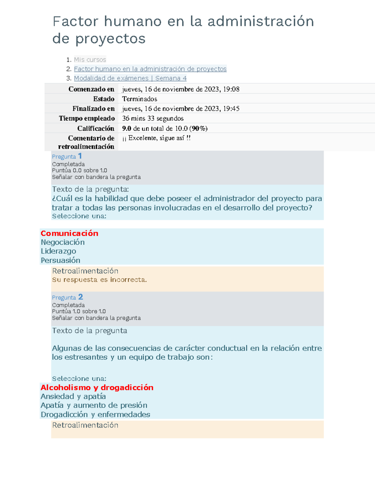 Factor humano en la administración de proyectos Sem 4 - Mis cursos 2. Factor humano en la - Studocu