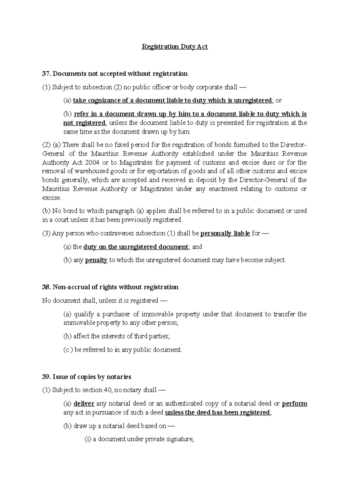 Registration Duty Act: Documents Notaries and Duties - Studocu