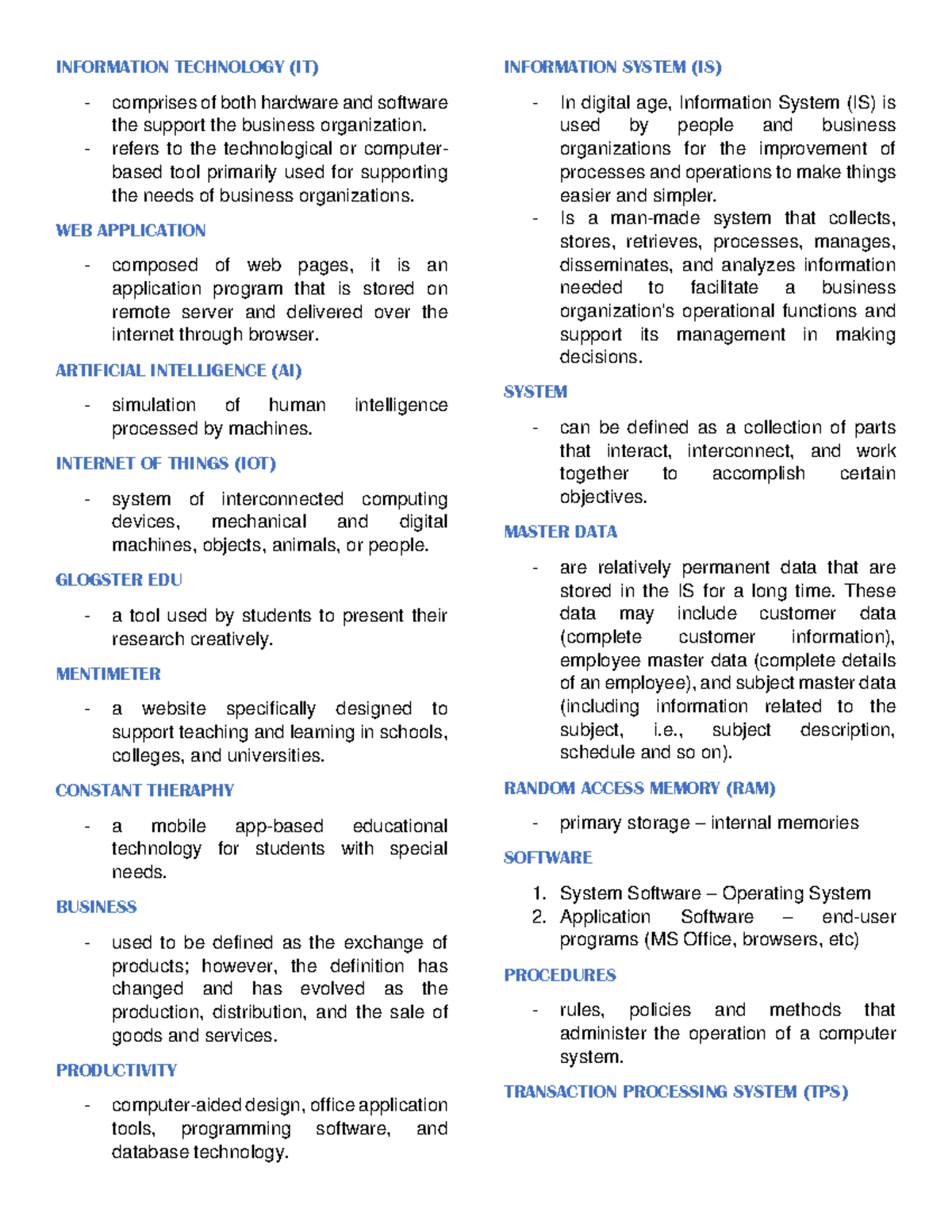 IT Tools ONG Reviewer - Jelv - INFORMATION TECHNOLOGY (IT) comprises of ...
