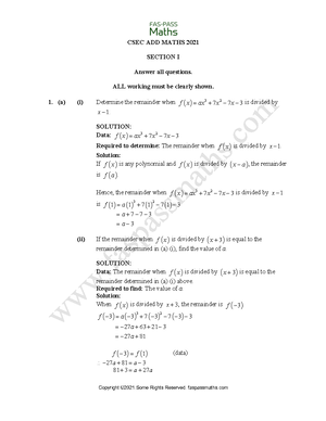 CSEC-ADD- Maths-JUNE-2022- Paper-2 - CSEC ADDITIONAL MATHEMATICS JUNE 2022 PAPER 2 SECTION I ...