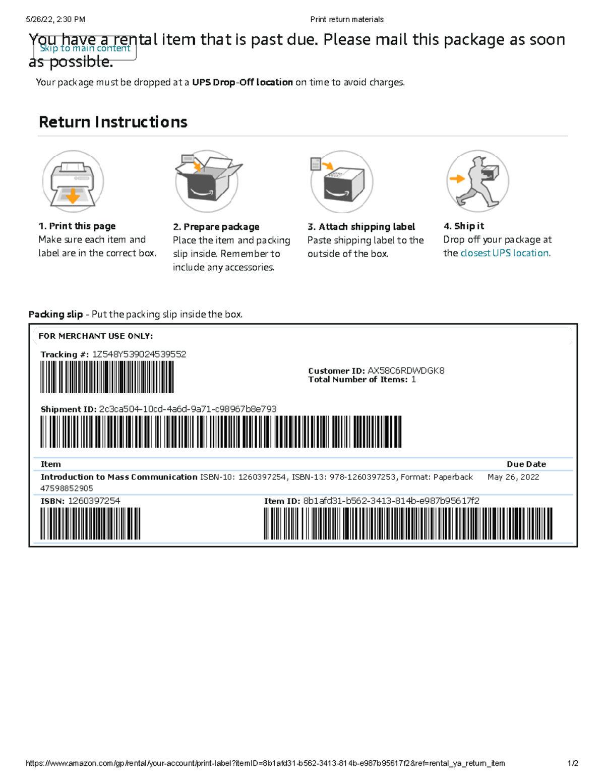 Print return materials - 5/26/22, 2:30 PM Print return materials - Studocu