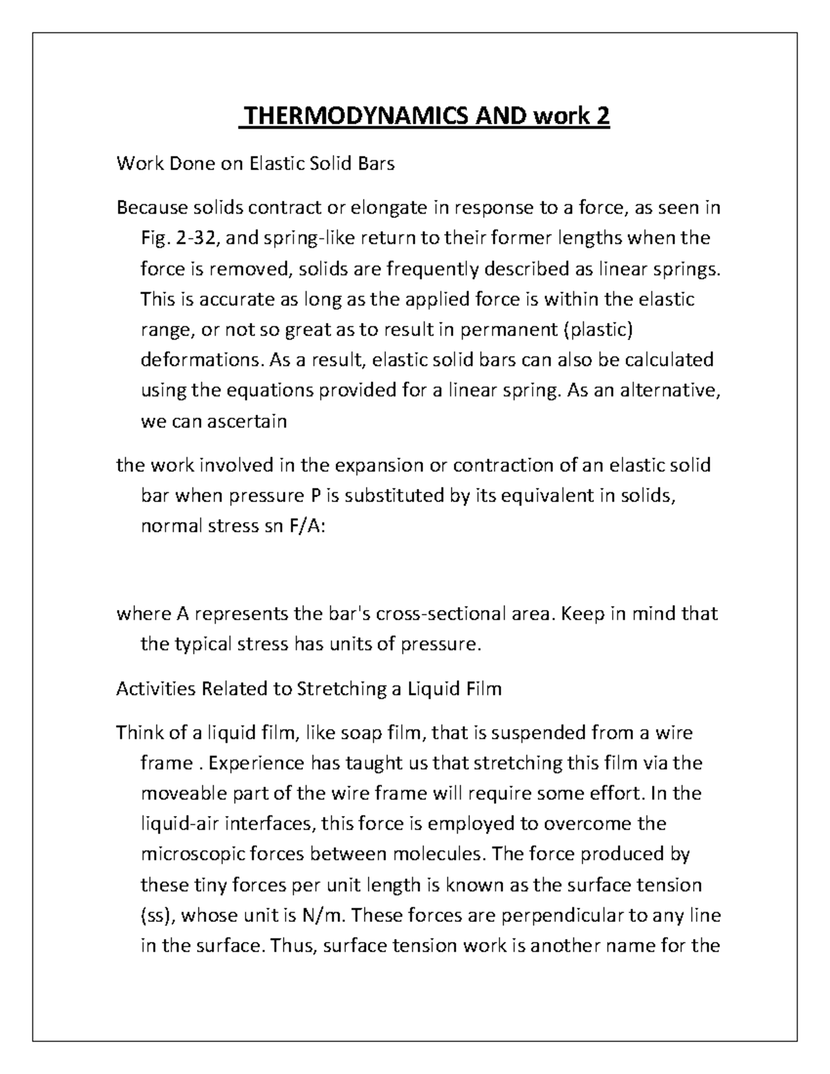 Work 2 - THERMODYNAMICS AND types of work - THERMODYNAMICS AND work 2 ...
