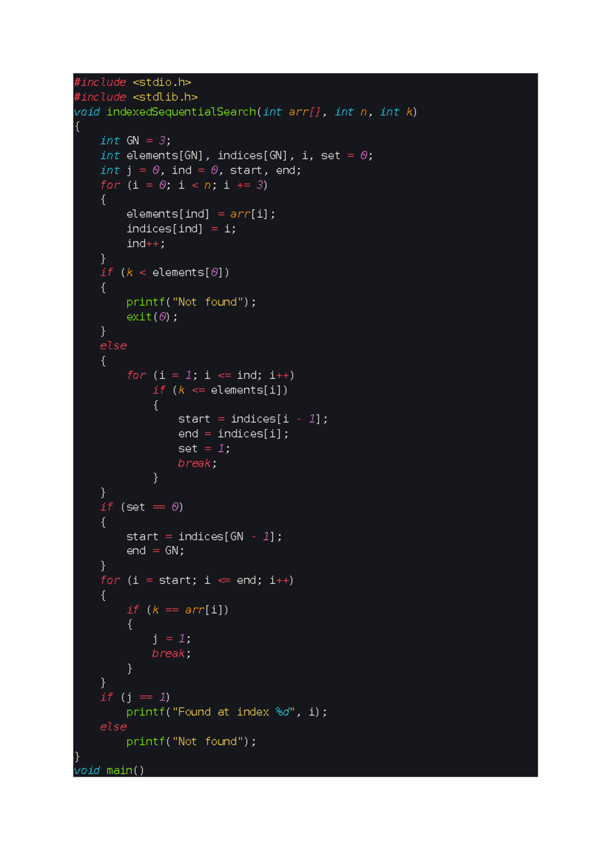 Indexed Sequential Search - #include #include void - Studocu
