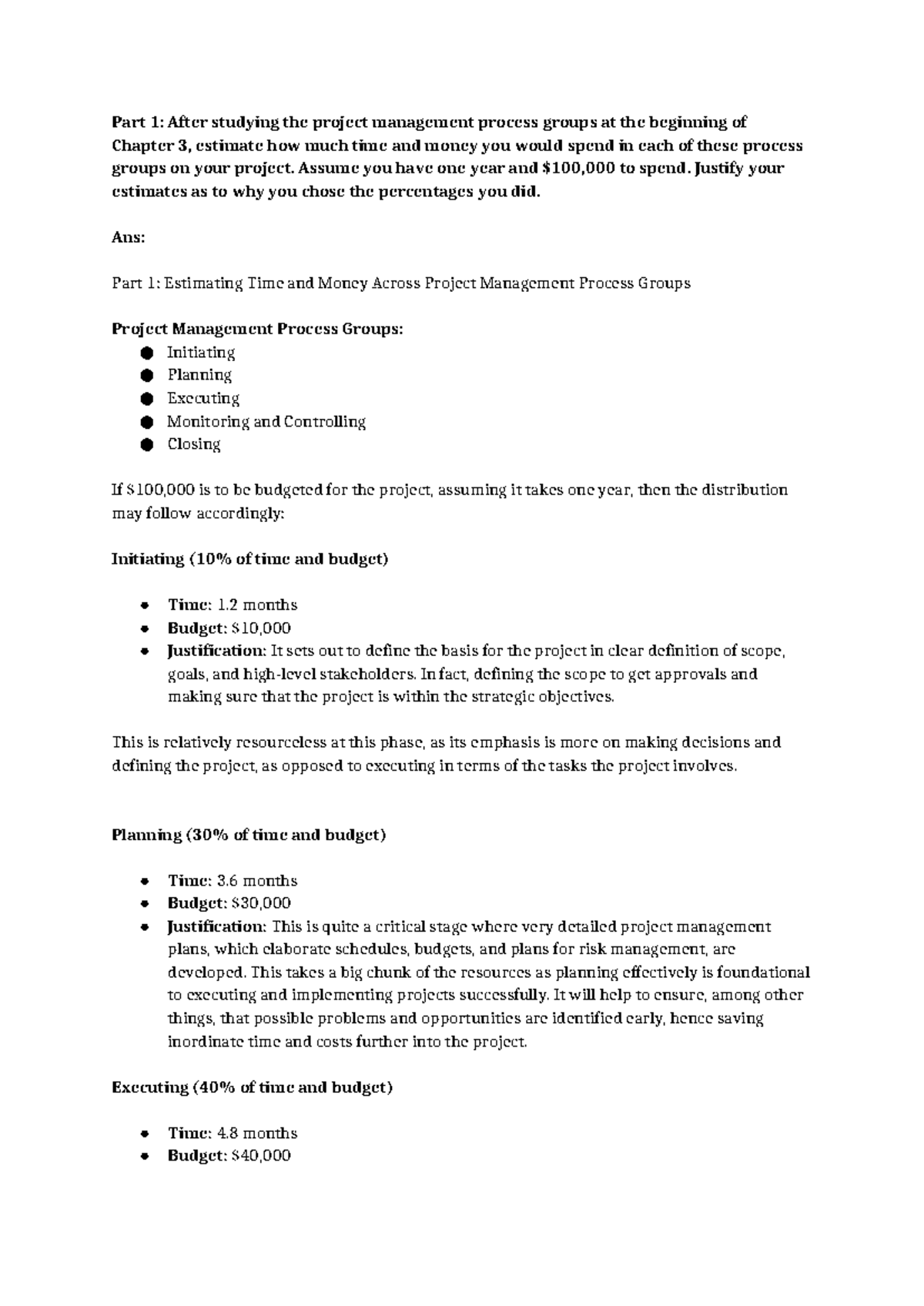 Assignment 2 - ITM 5200 QA - Part 1: After studying the project ...