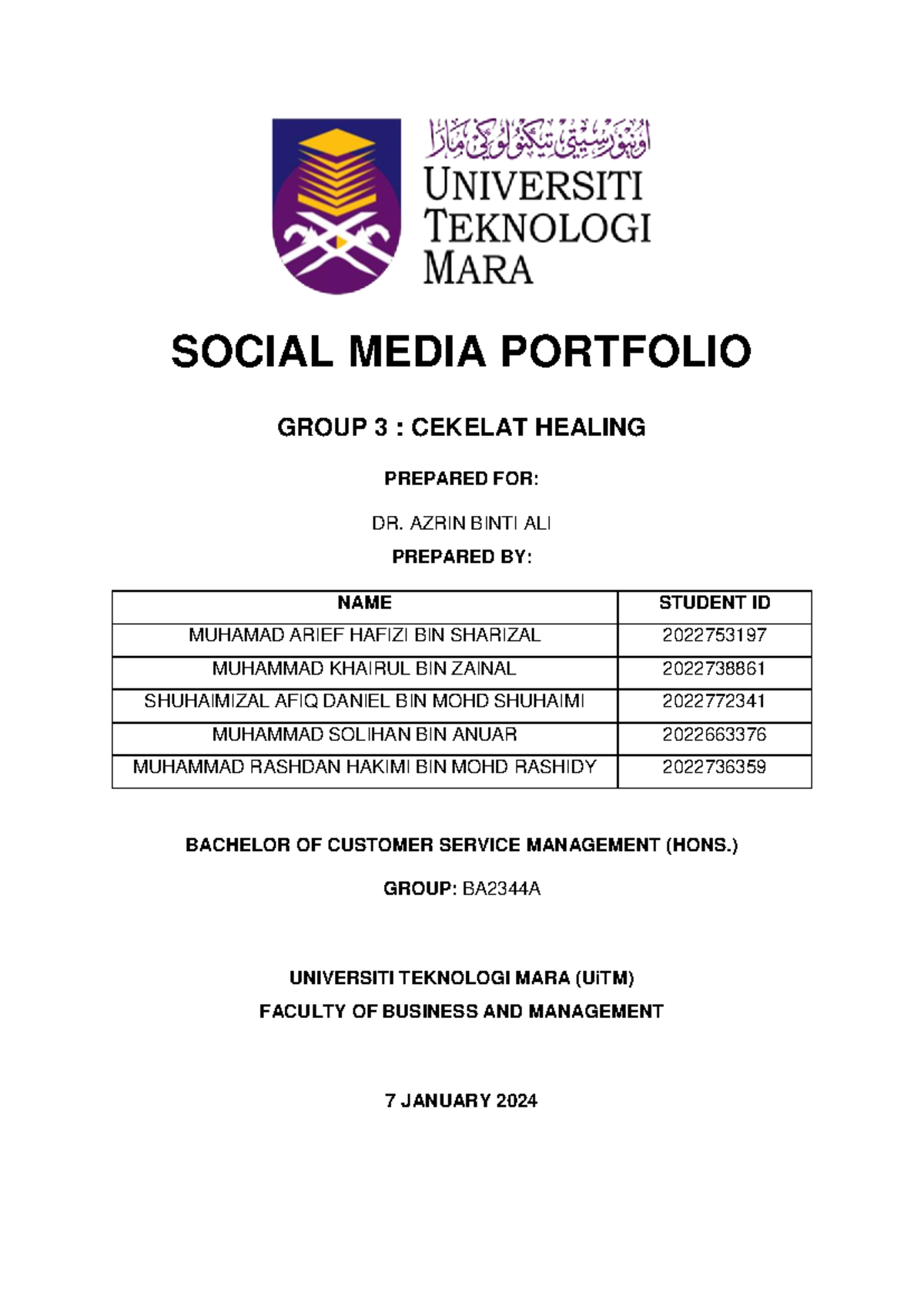 Cekelat Healing Portfolio - SOCIAL MEDIA PORTFOLIO GROUP 3 : CEKELAT ...